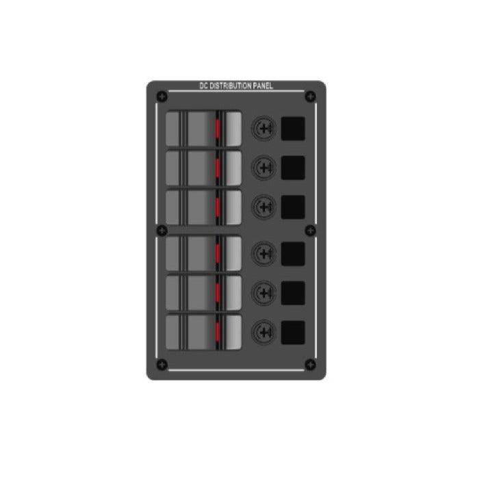 12V/24V Aluminium 6-Gang Switch Panel, IP65 Rated – BlueFusion – 4Boats