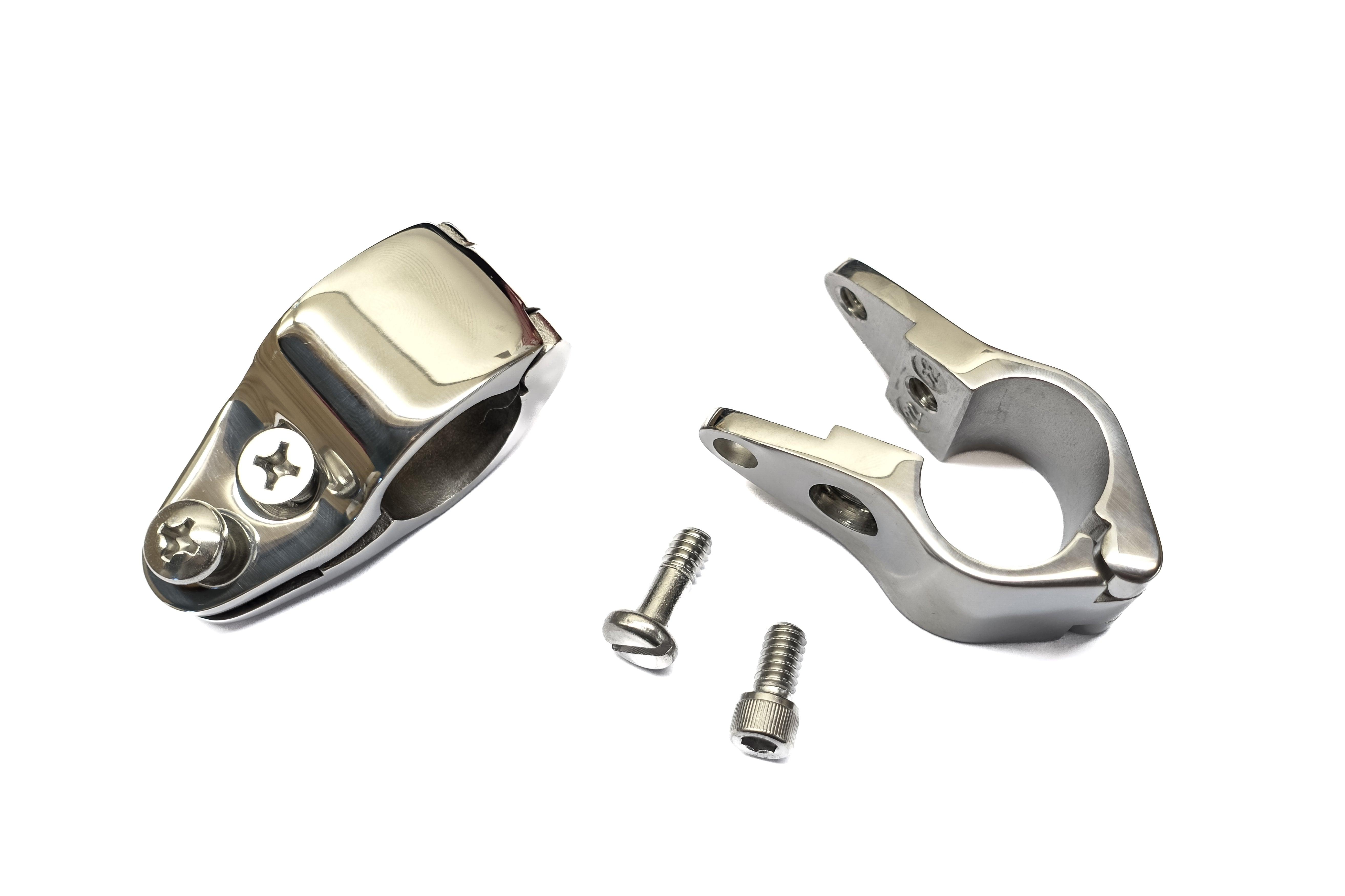 Jaw clamp slide bimini fitting with adjustable hinge and 2 screws – 4Boats