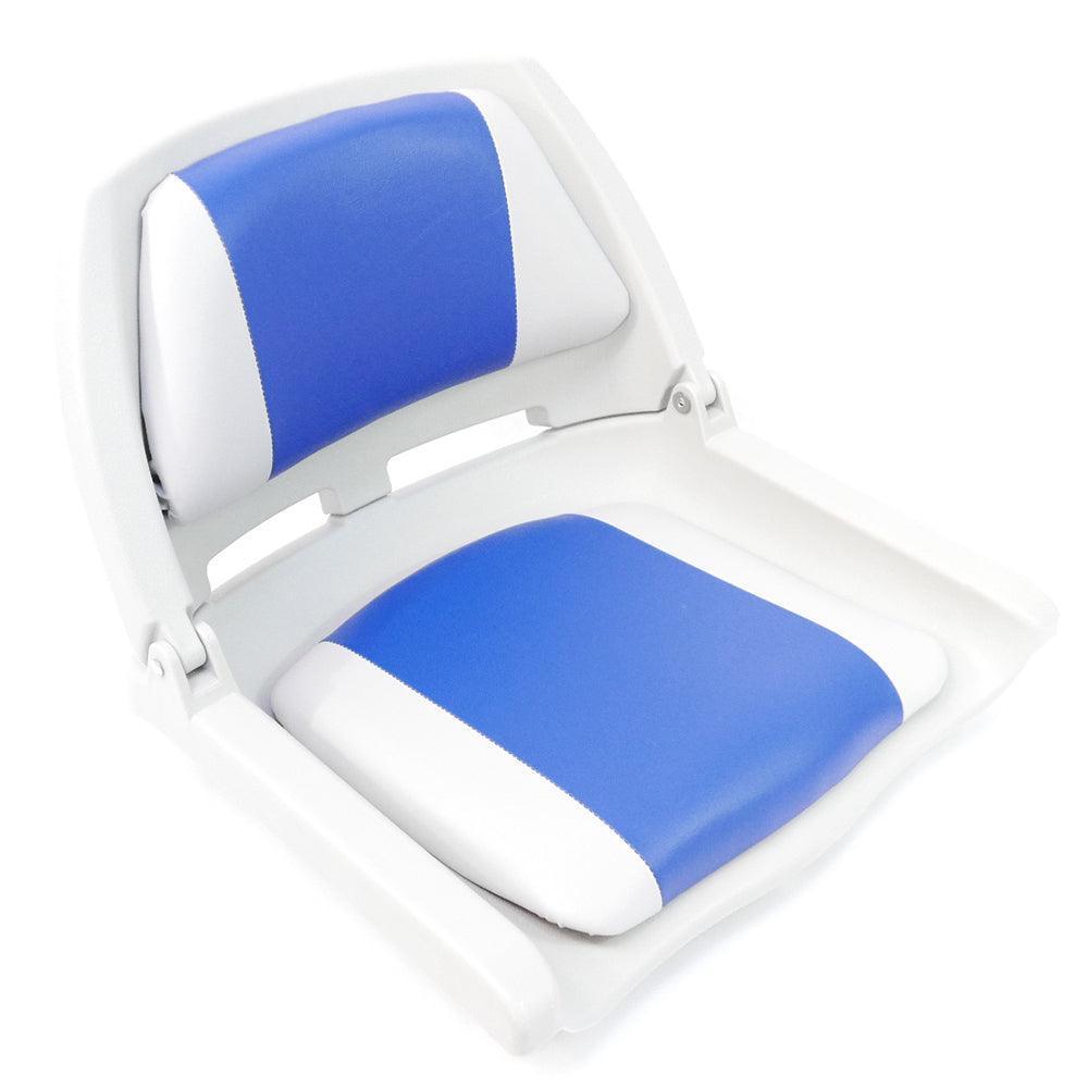 Lightweight Folding Boat Seat Grey & Blue UV Resistant Marine Grade Un ...