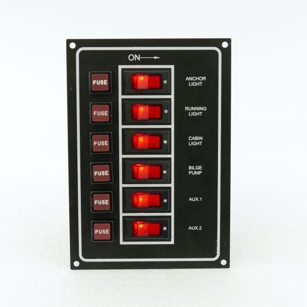 Switch Panel with Fuse and Rocker Switch 6 Gang, 12V – 4Boats