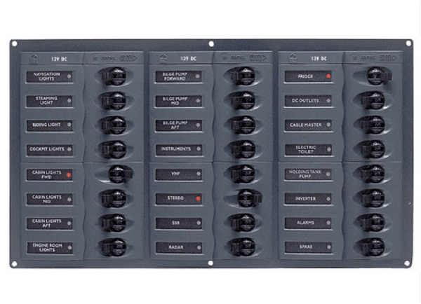12V DC Circuit Breaker Panel 24 Way - Square | Efficient Marine Power ...