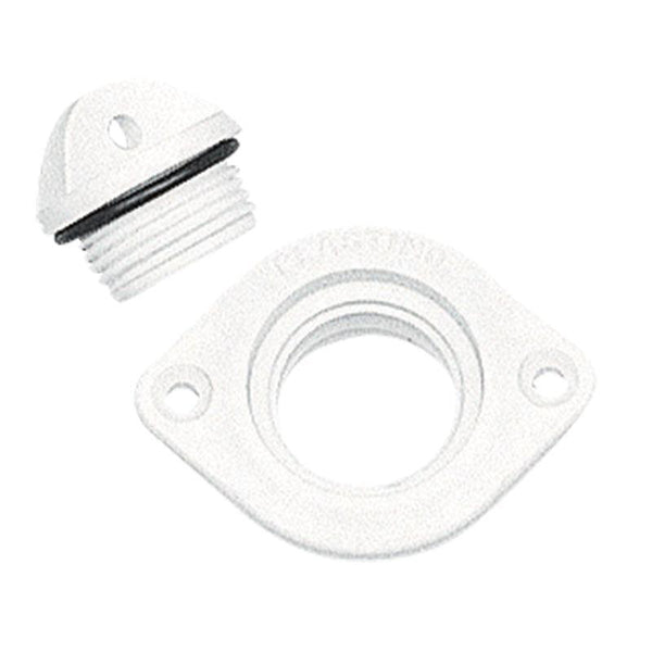 Drain Socket with Plug, Oval 48×36 mm, White | 4Boats